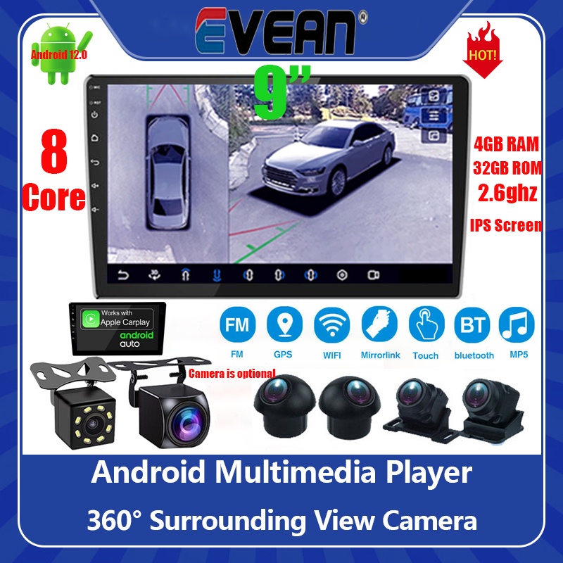 Carplay 4+32GB Android Player【8 Core + Carplay + 360 Camera】9inch Android Car Stereo 2 DinTouch ...
