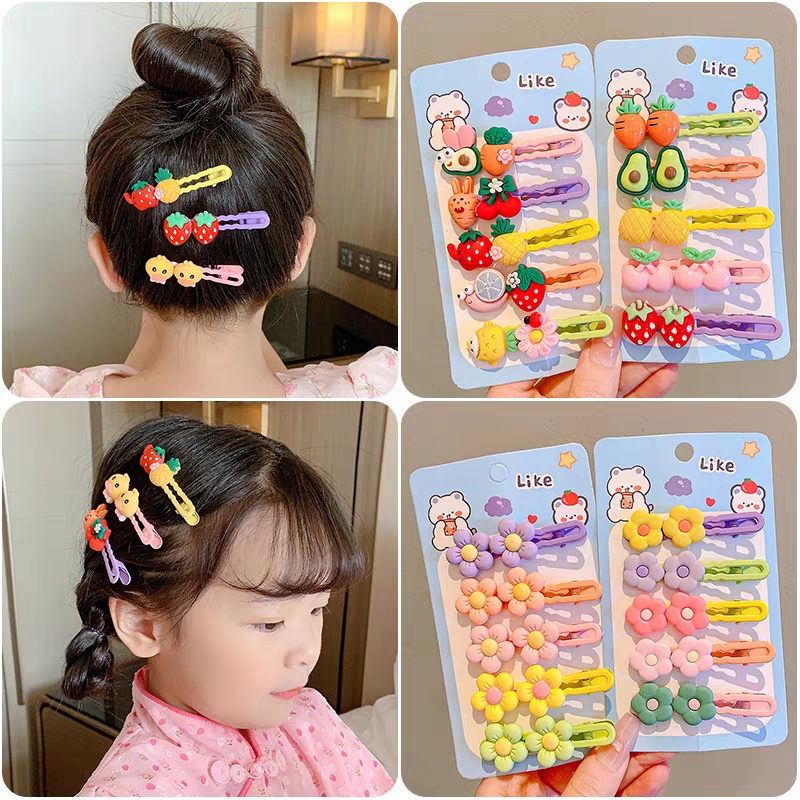 5 Pcs Cartoon Side Fringe Hair Clip Cute Fruit Hair Clip Children's ...