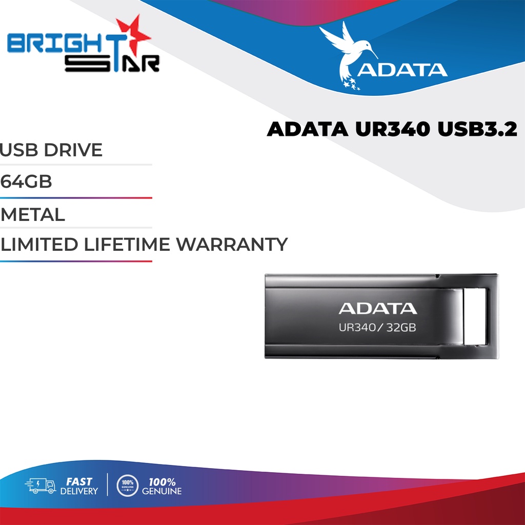 ADATA UR340 USB 3.1 Gen 1 Flash Drive - 32GB/64GB/128GB/256GB | Shopee Philippines