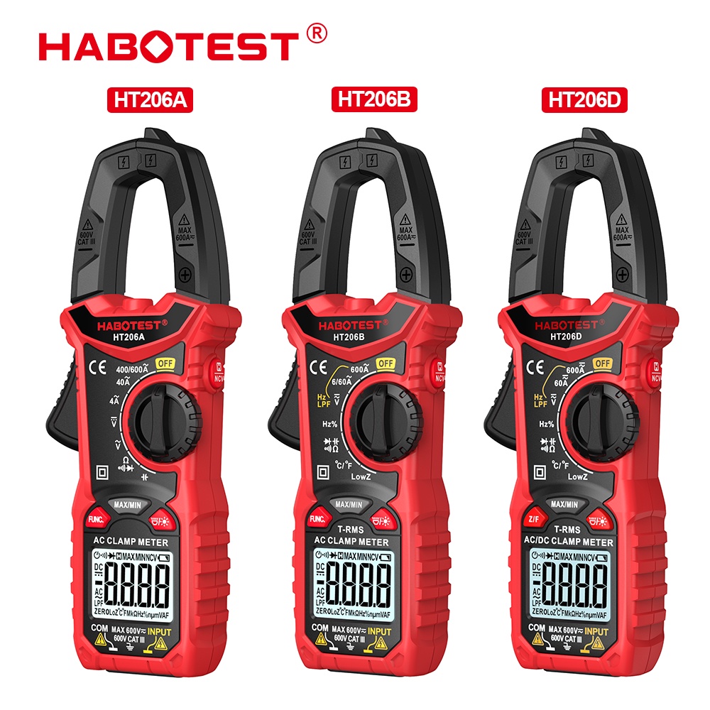 HABOTEST Clamp Digital Meter HT206 600V AC/DC 6000 Counts Current Auto ...