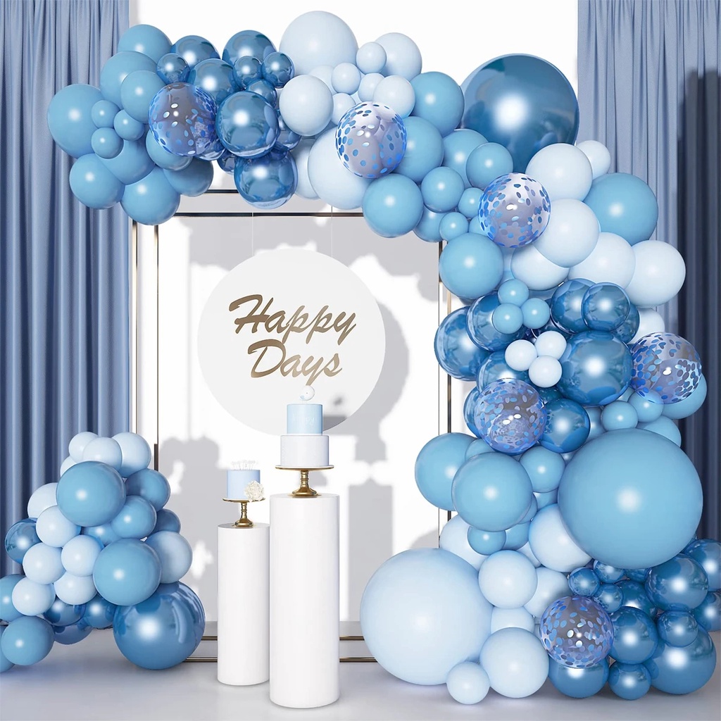 112pcs/set Blue White Balloon Garland Arch Kit Birthday Party Balloons ...
