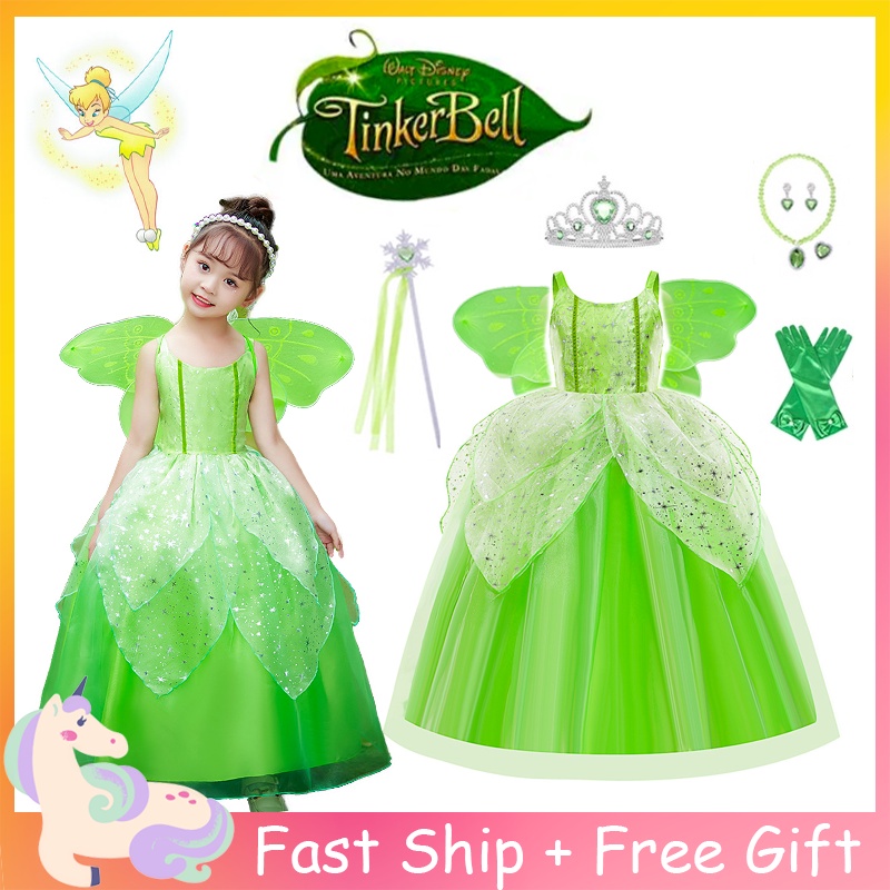 Tinkerbell Tinker Bell Costume For Girls Princess Mesh Dress Christmas ...