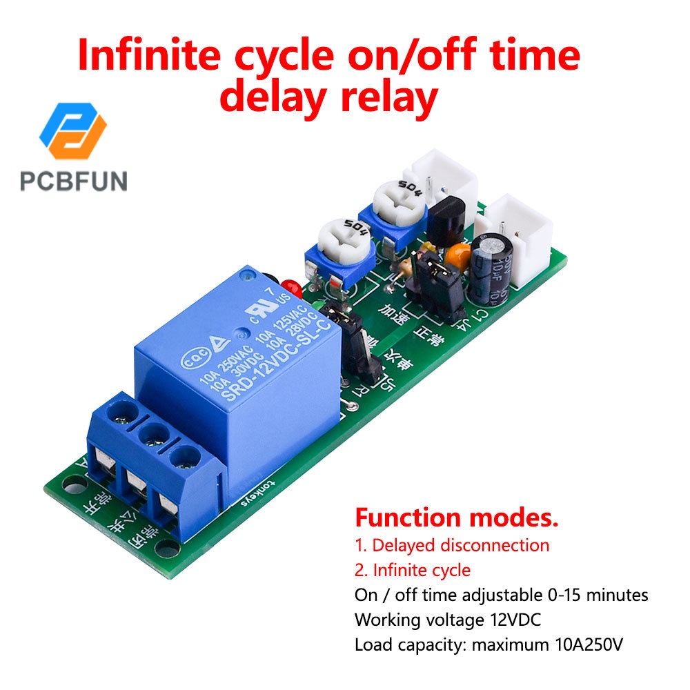 Pcbfun DC 5V 12V 24V 0-24h Adjustable Cycle Timer Delay Relay Module on/Off Switch Kit | Shopee ...