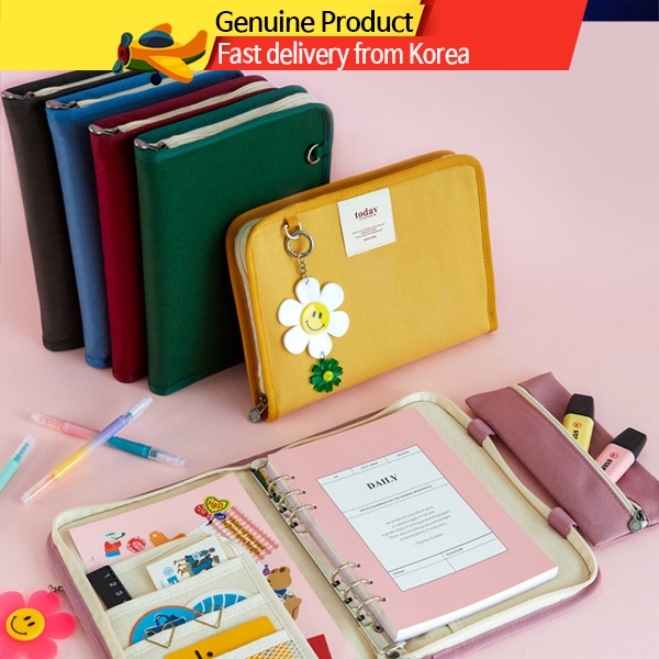 KOR A5 pocket Canvas Diary cover (6colors) 6Ring Planner cover Binder ...