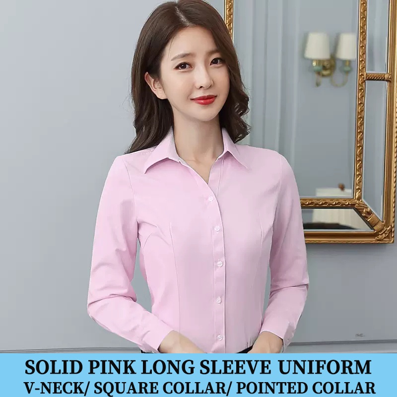S-5XL Women Long Sleeve Pink Blouse Female Work Top Shirts Officewear ...