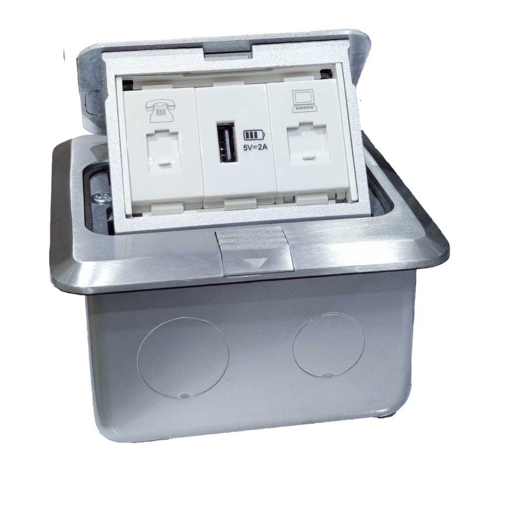 T & J Floor Outlet Pop-up USB 5V 2.1A, CAT6 , Tel with Metal Utility ...