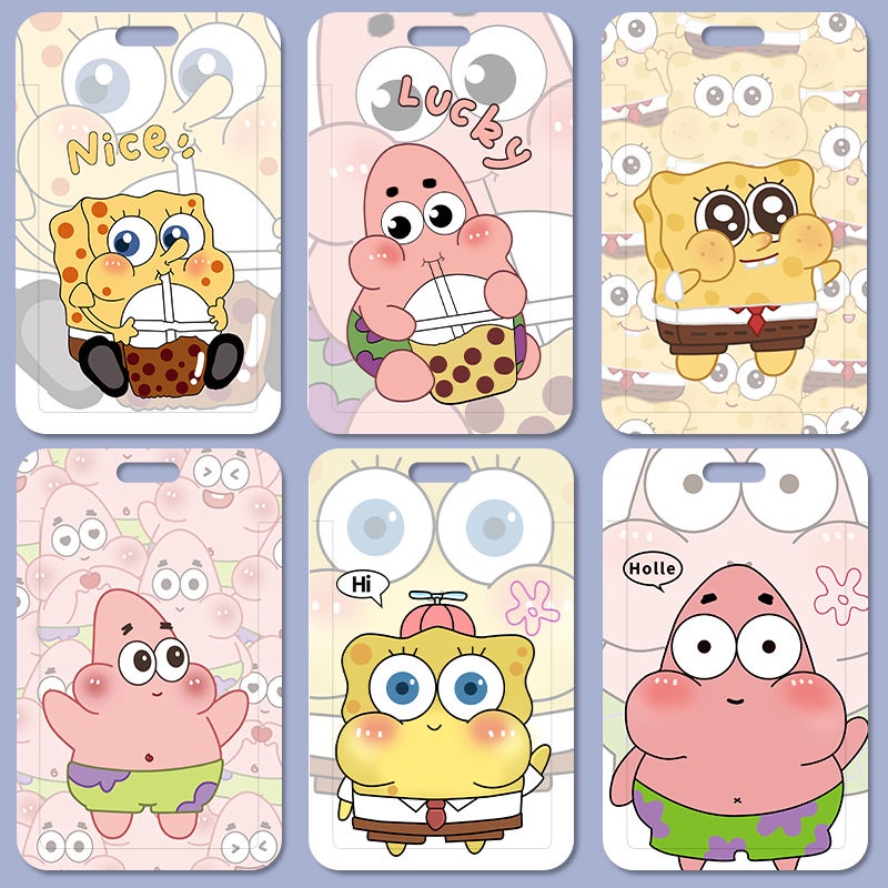 Anime Cartoon Spongebob and Patrick Star DIY Student School Campus ID ...