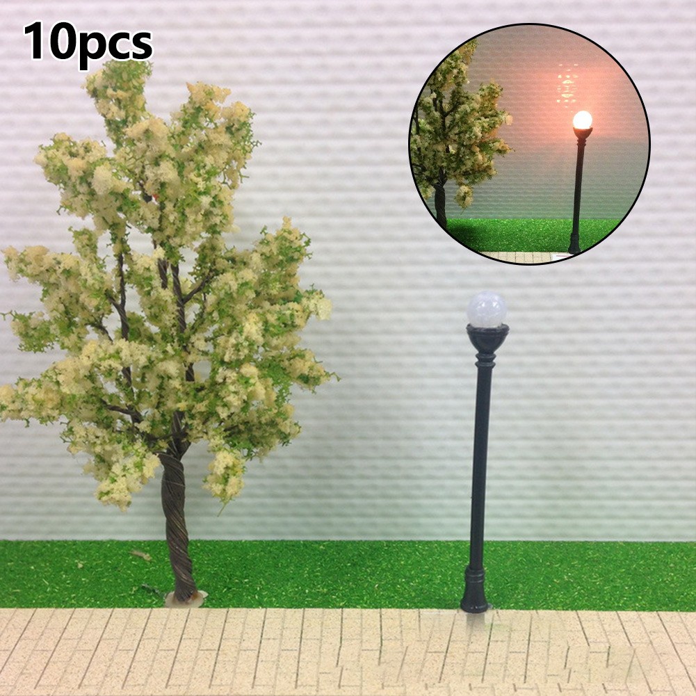10 Pcs 1:100 Scale Warm White LED Street Lamps Model Railway Diorama ...