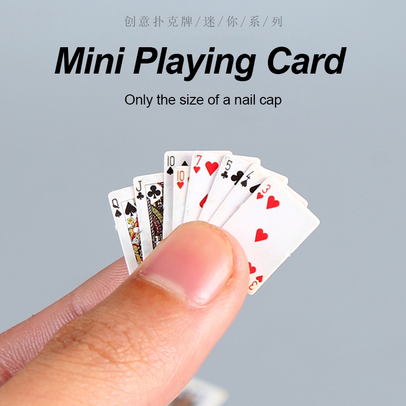 1Set Mini Poker Playing Cards Funny Small Finger Poker Dollhouse Models ...