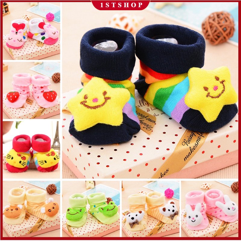 Cute Baby Socks Colorful 3D Newborn Socks Cotton Doll Socks Non-slip ...