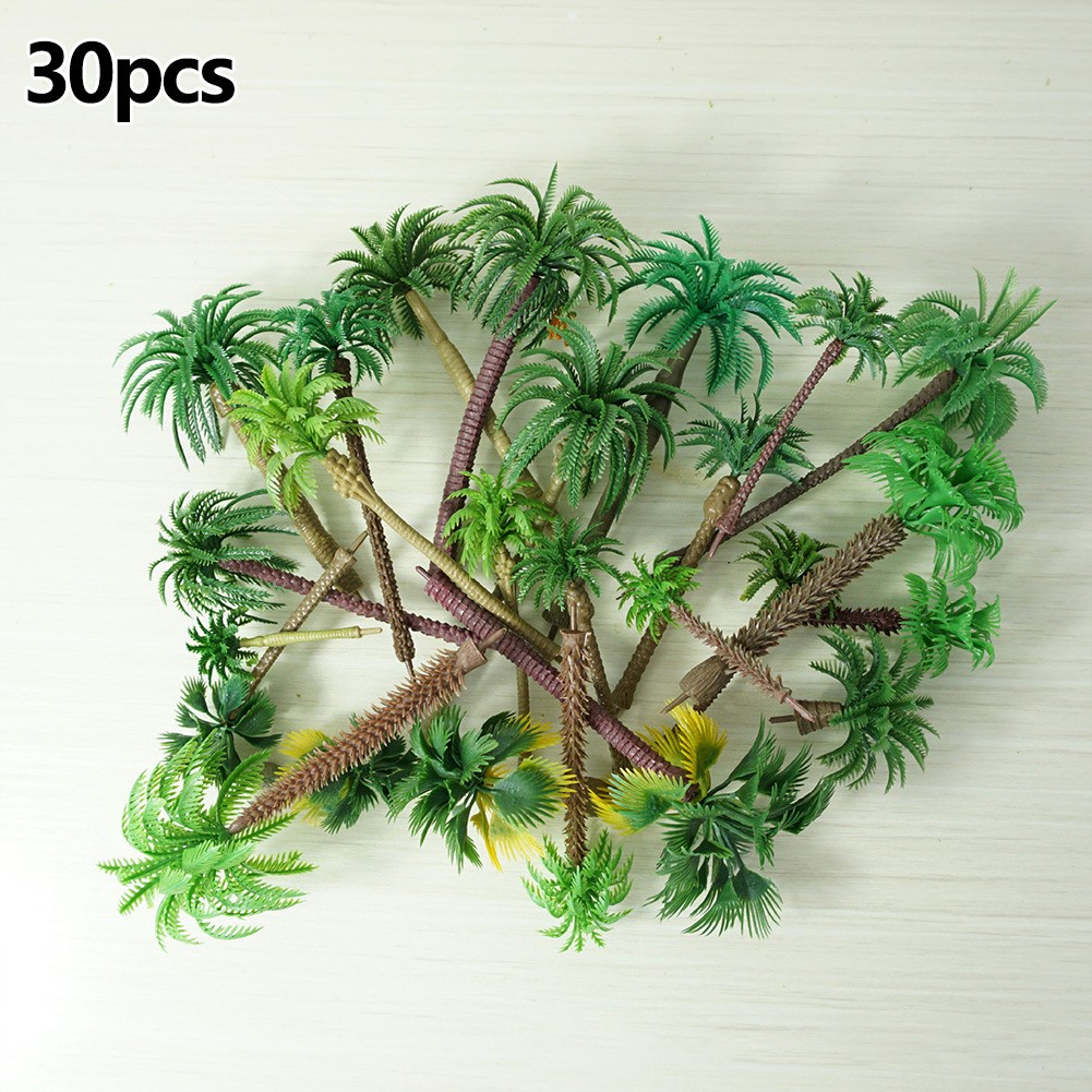 30PCS Mixed Model Trees Coconut Palm Scale Tree DIY Park Rainforest ...