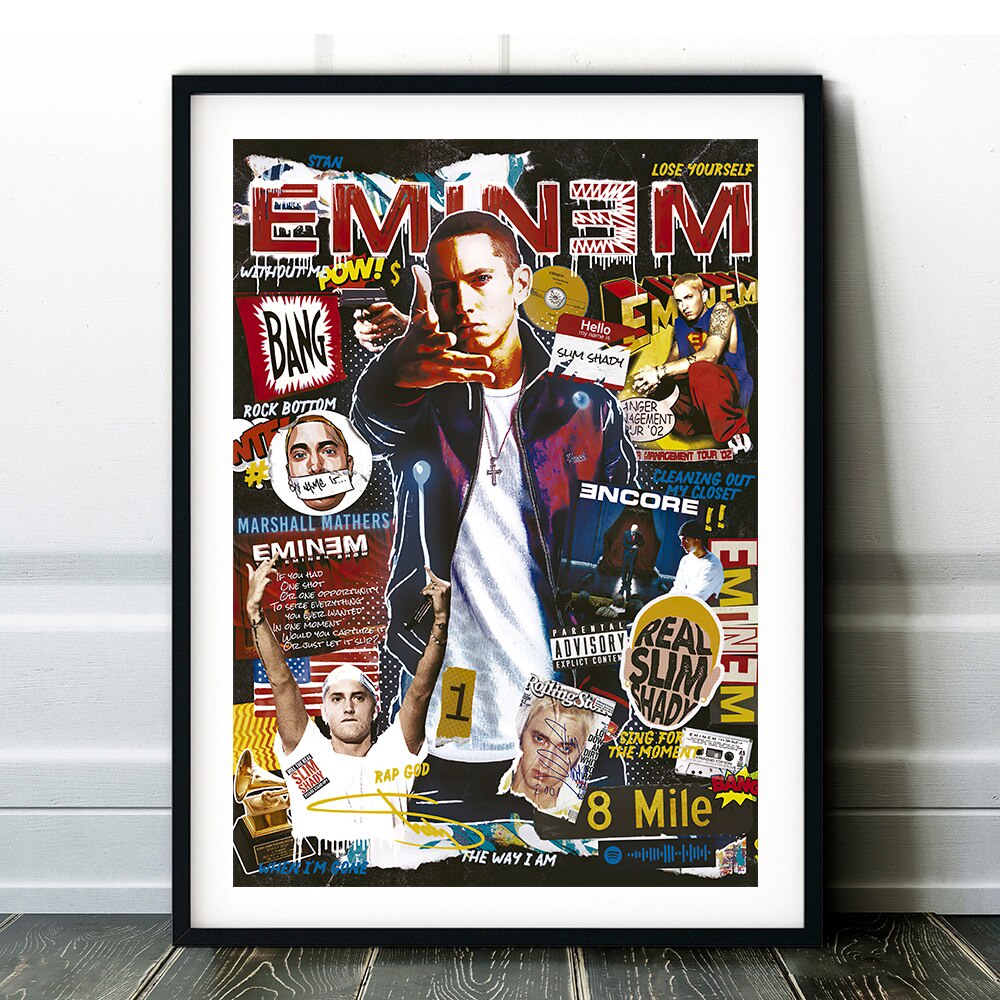 Graffiti Art Eminem Poster Canvas Painting Rapper Star Collage Posters ...