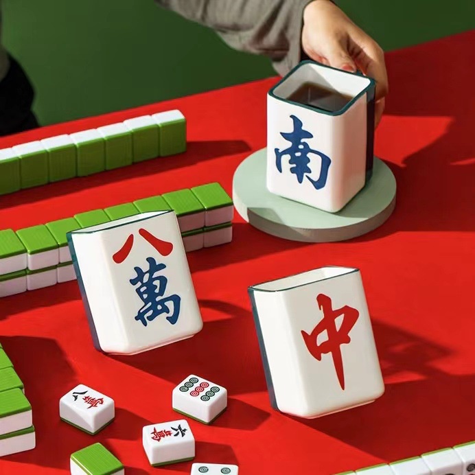 Mahjong Shape Good Luck Ceramic Cup Creative Chess Room Mug National ...