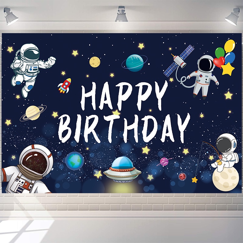 Astronaut Planets Space Theme Party Backdrops Banner Background Cloth ...
