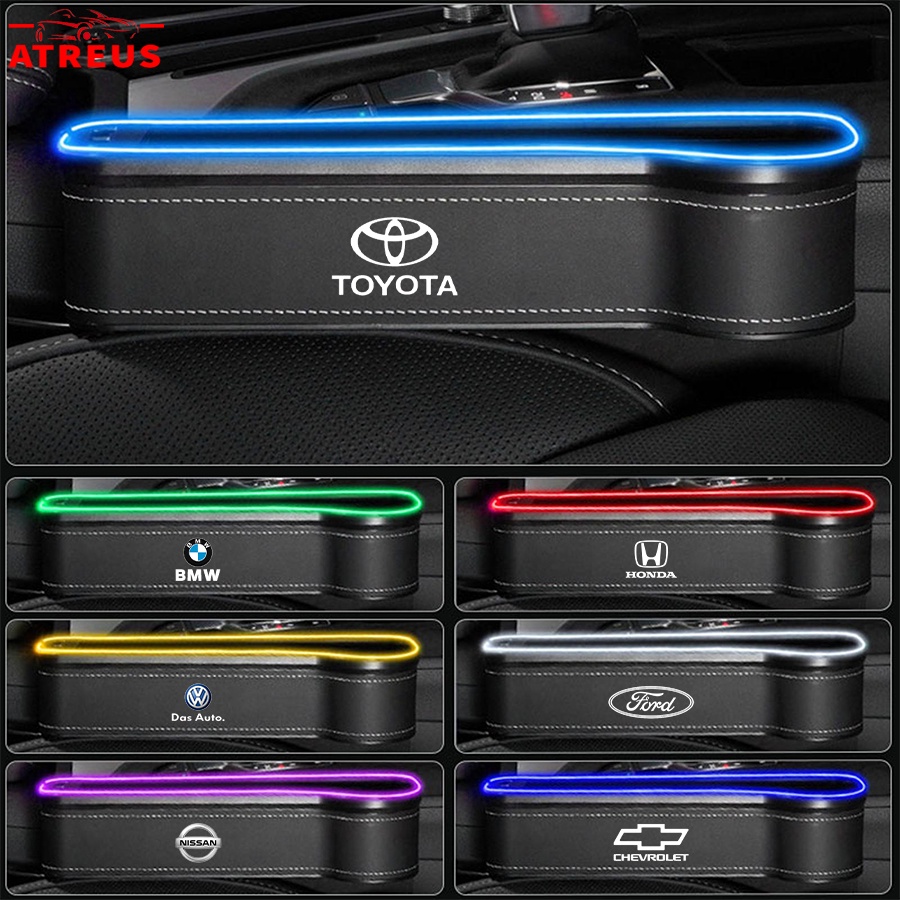 LED Car Seat Slit Storage Box Rechargeable Ambient Light Wallet Card ...