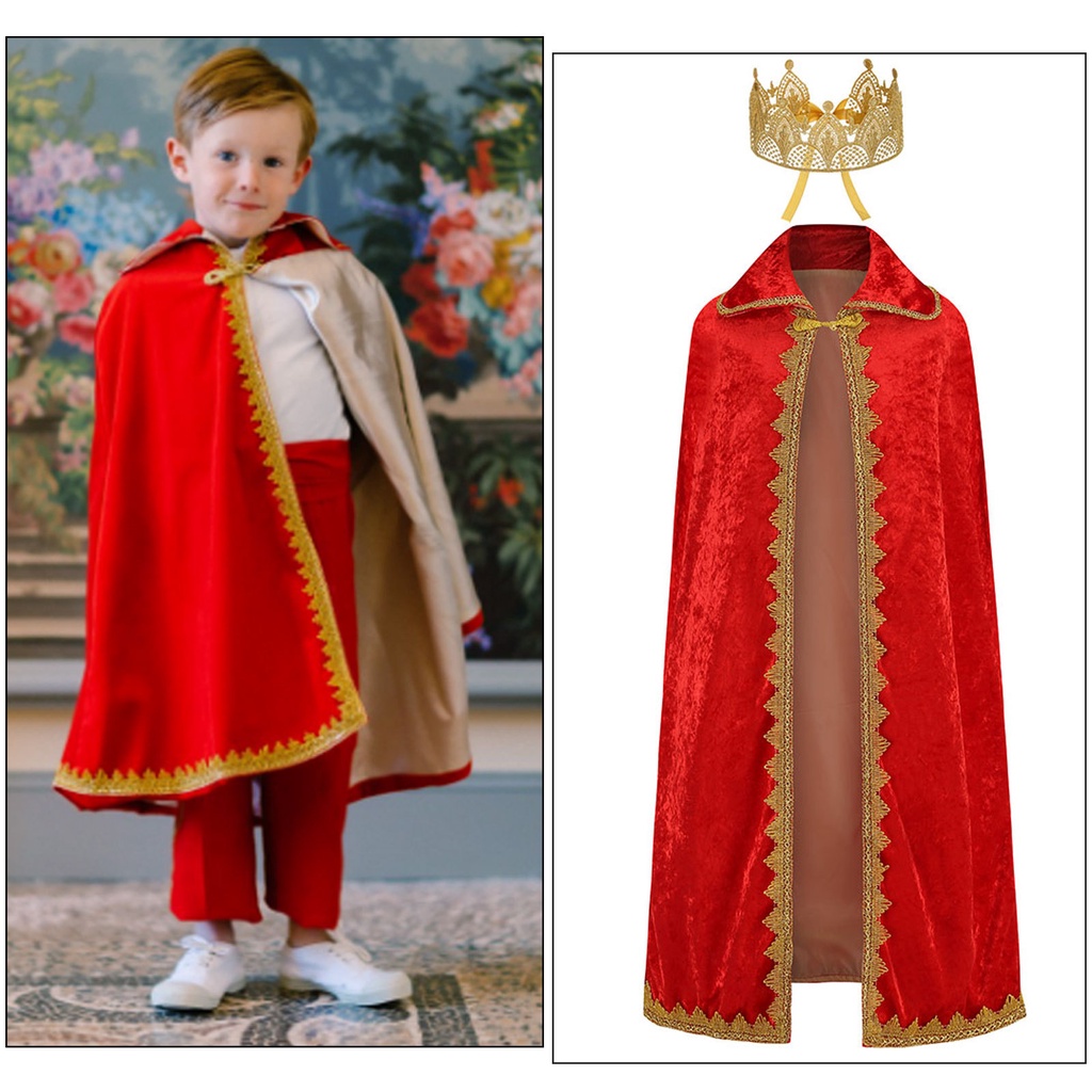 King Robe Cape For Boys Prince Cloak Cosplay Costume Luxury Kids ...