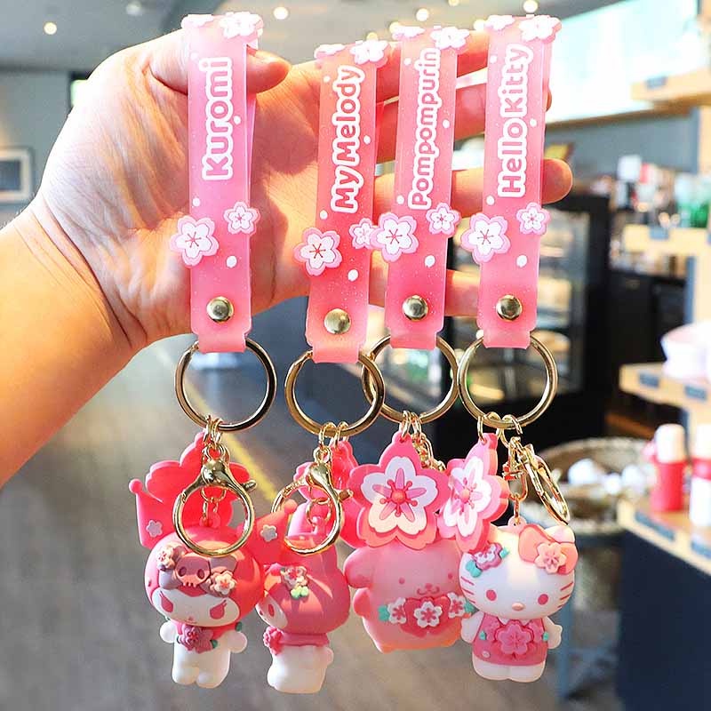 Kawai Kitty Keychain Cherry Blossom Pink Girl Collection Pendant ...