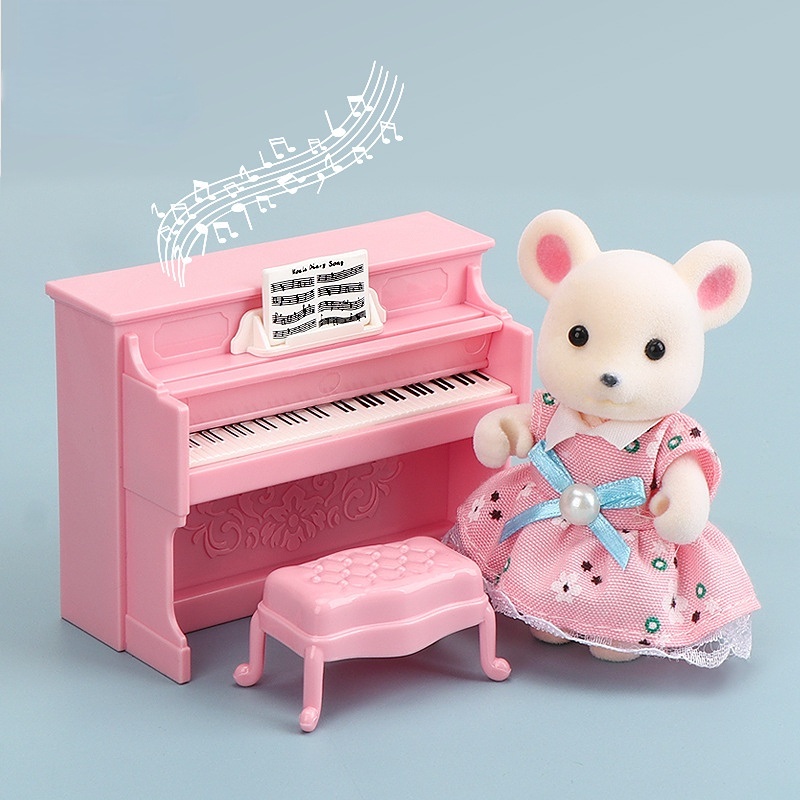Play house toy simulation classroom piano miniature scene doll house ...