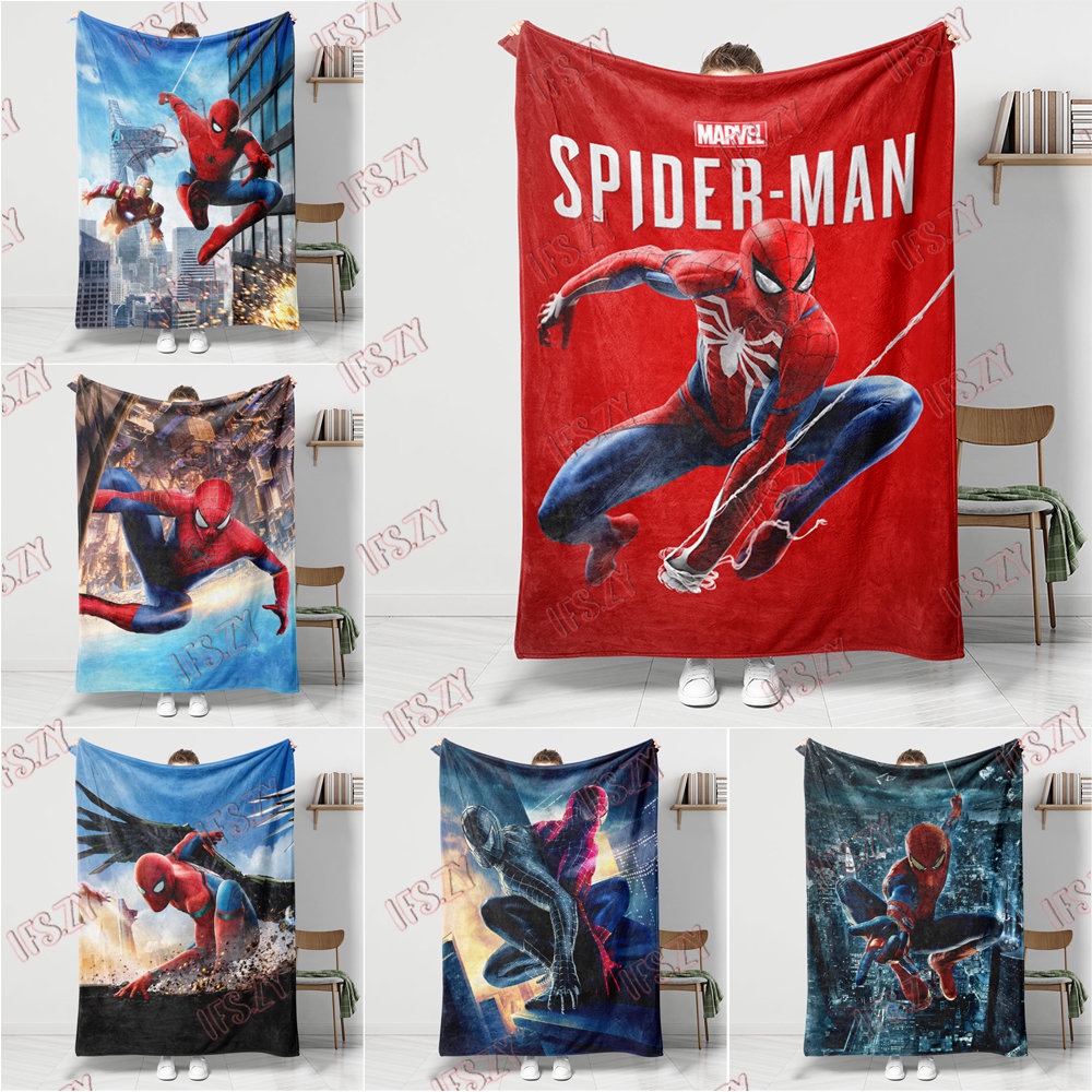 4 Size Flannel Blanket Super Hero Spider-Man Single Single Side Flannel ...