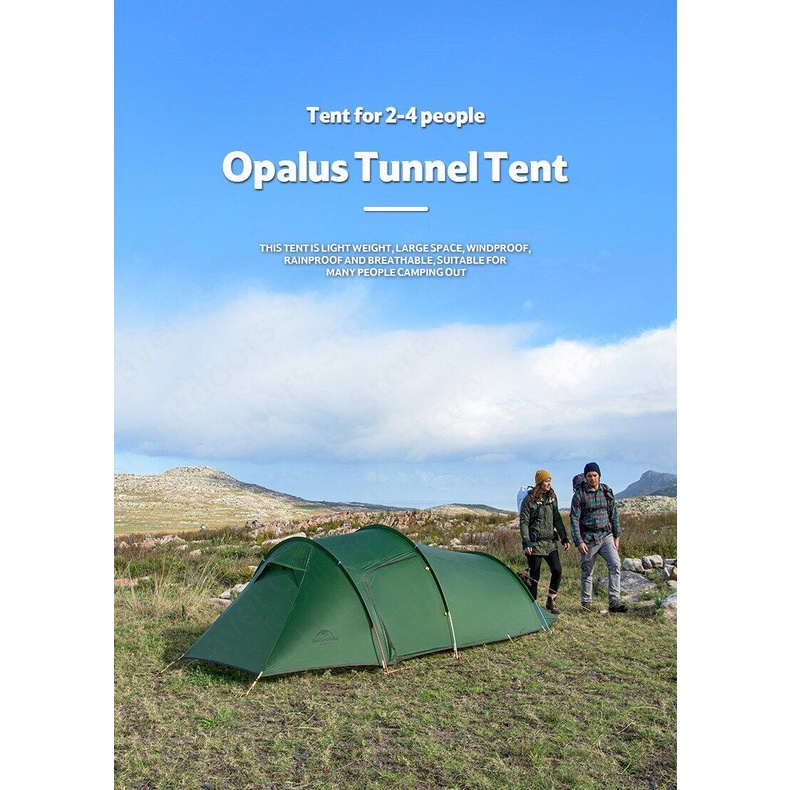 Naturehike OPALUS Series 2 3 4 Person Camping Tent Ultralight Hiking Portable Waterproof Tent ...