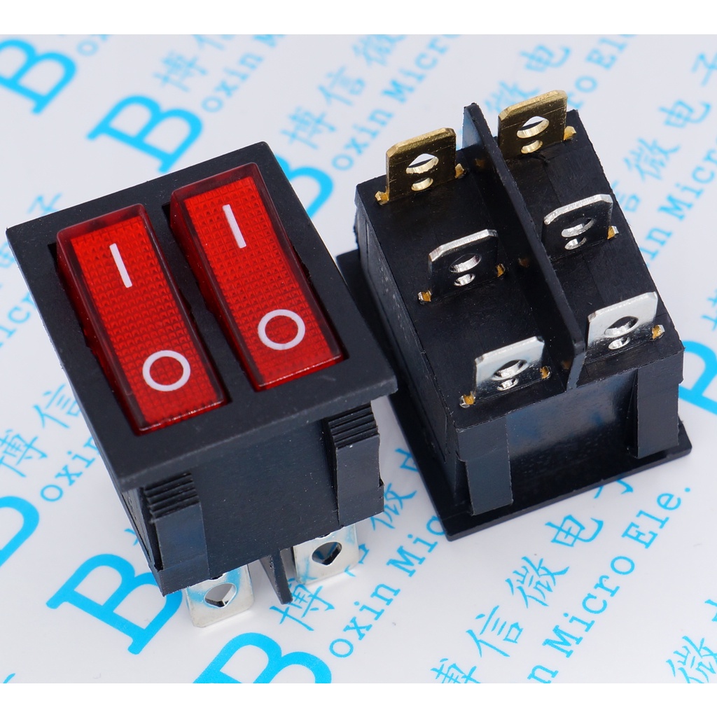K KCD3 Double Row Red Light Switch Rocker 250V15A KCD3 Six-Pin | Shopee ...