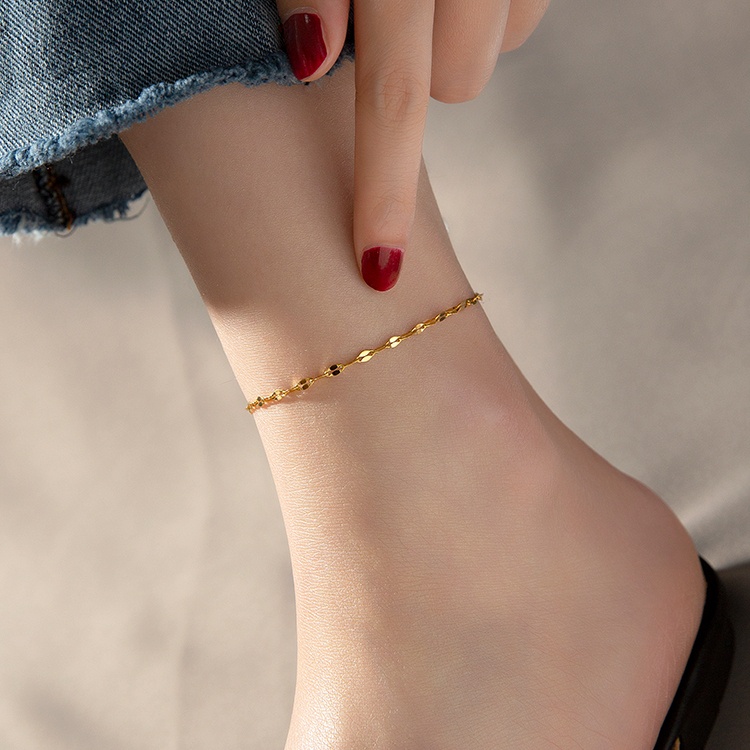 Love2Self G007 Stainless Steel 18K Gold Plated Anklet Non Tarnish Anklet for Beach Women Big Size Bracelet Shopee Philippines