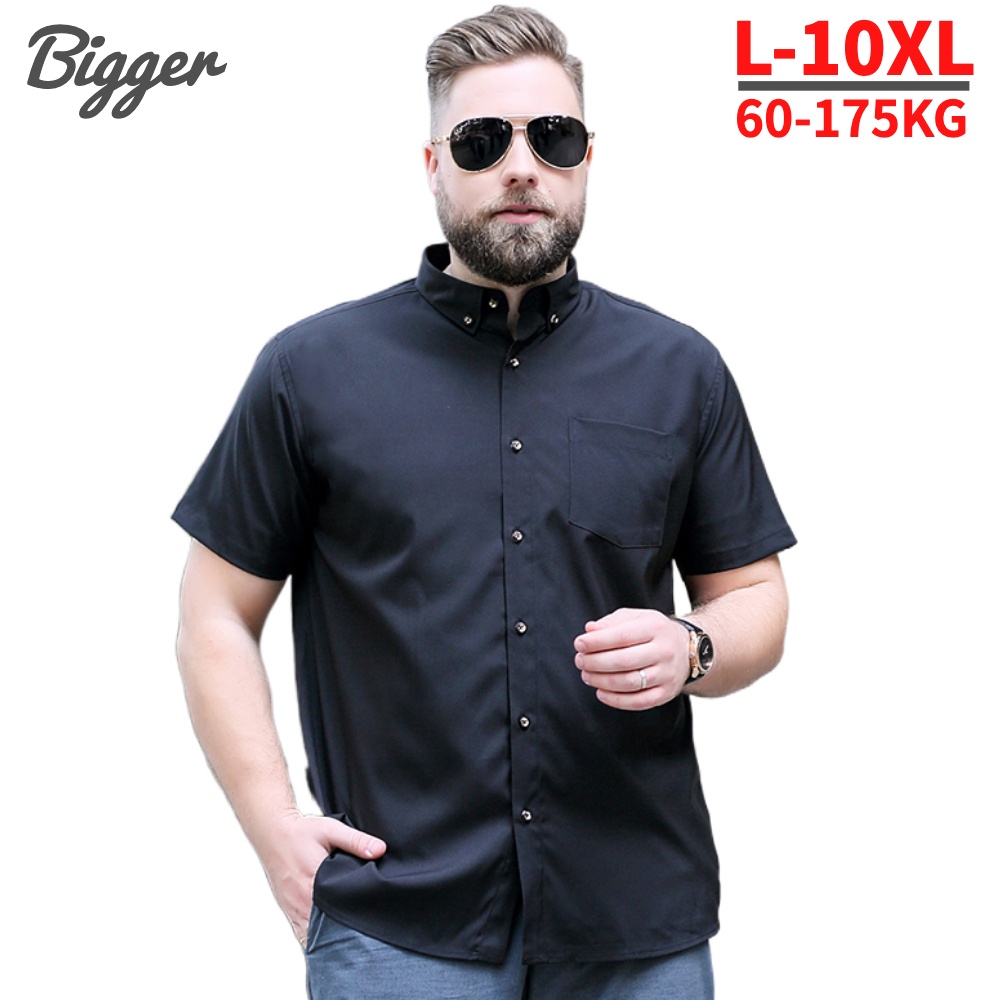 10XL Gold Buttons Men Black White Professional Short Sleeve Oversize ...