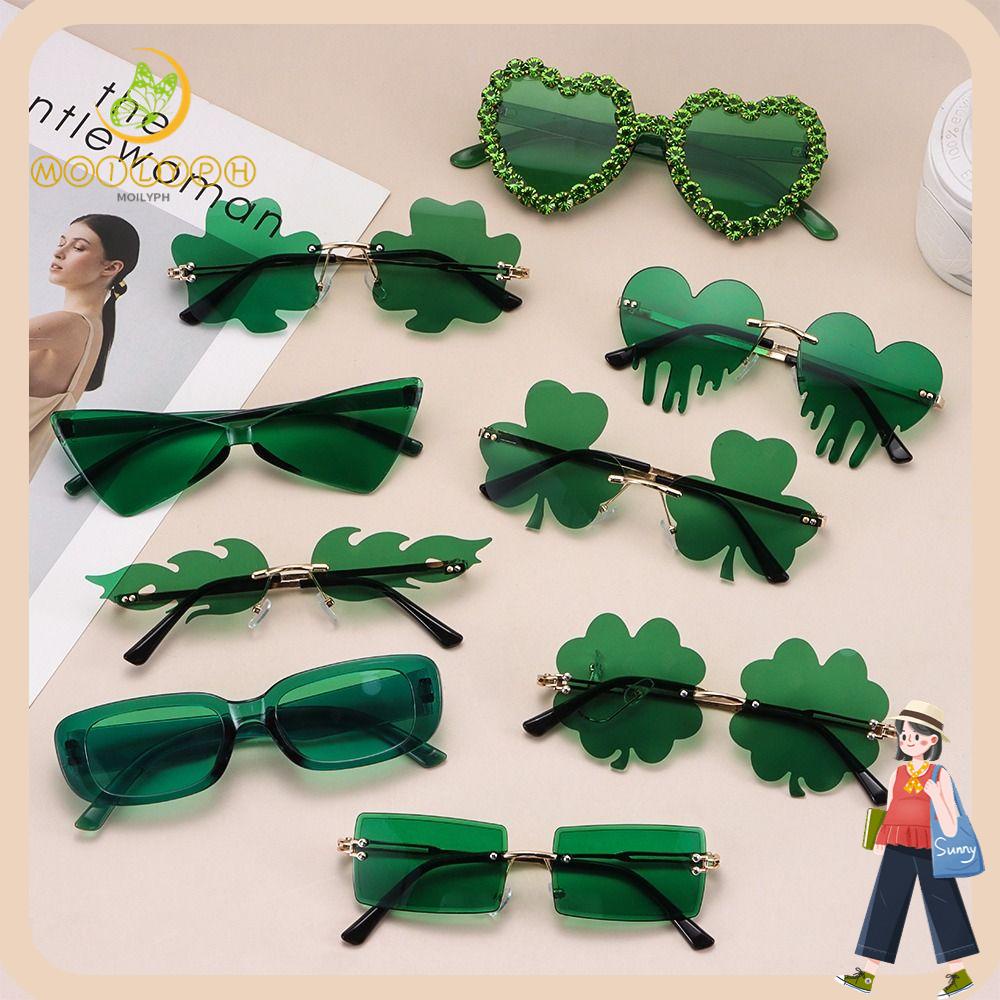 MOILYPH Irish Shamrock Sunglasses St. Patrick's Day Accessories Rimless ...