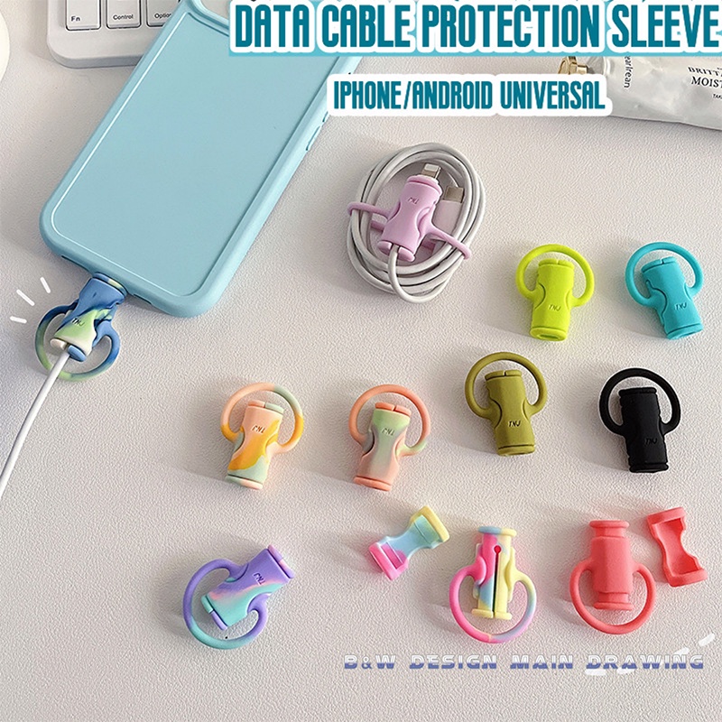 【Dual Protectors】 Render Color Simple Silicone Cable Cover Compatible ...