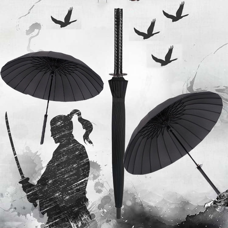 Long Handle Windproof Samurai Sword Umbrella Black Japanese Anime ...