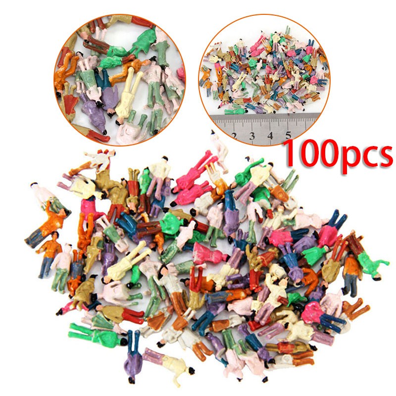 100Pcs Mixed Painted Model Railway Park Street Passenger People Figures ...