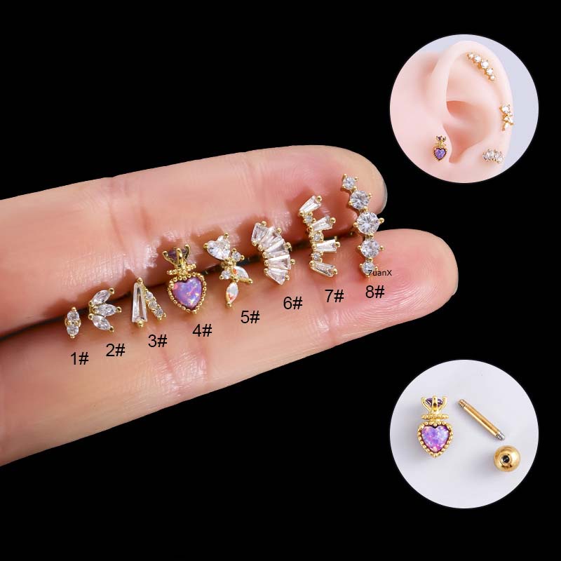1 Piece Stainless Steel Cartilage Earring Stud Helix Pinna Piercing ...