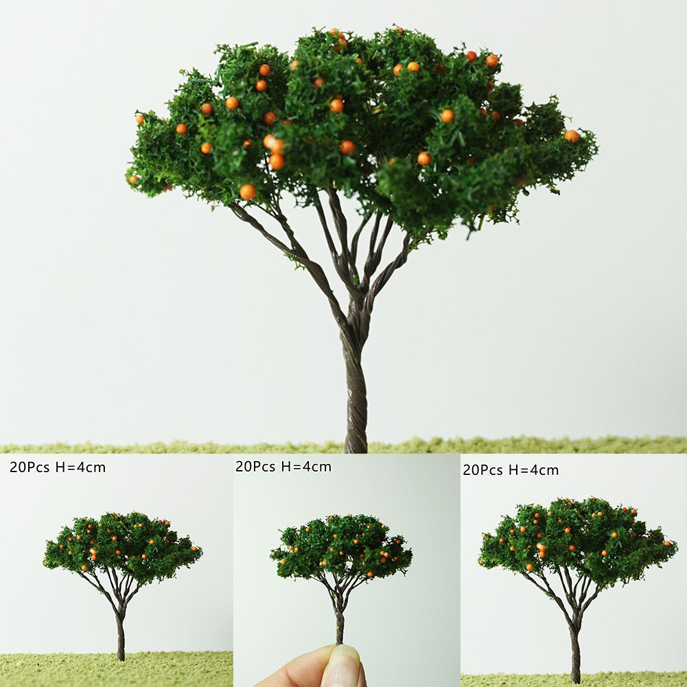 20PCS Orange Fruit Model Trees 4cm Model Train Diorama Garden Orchard ...
