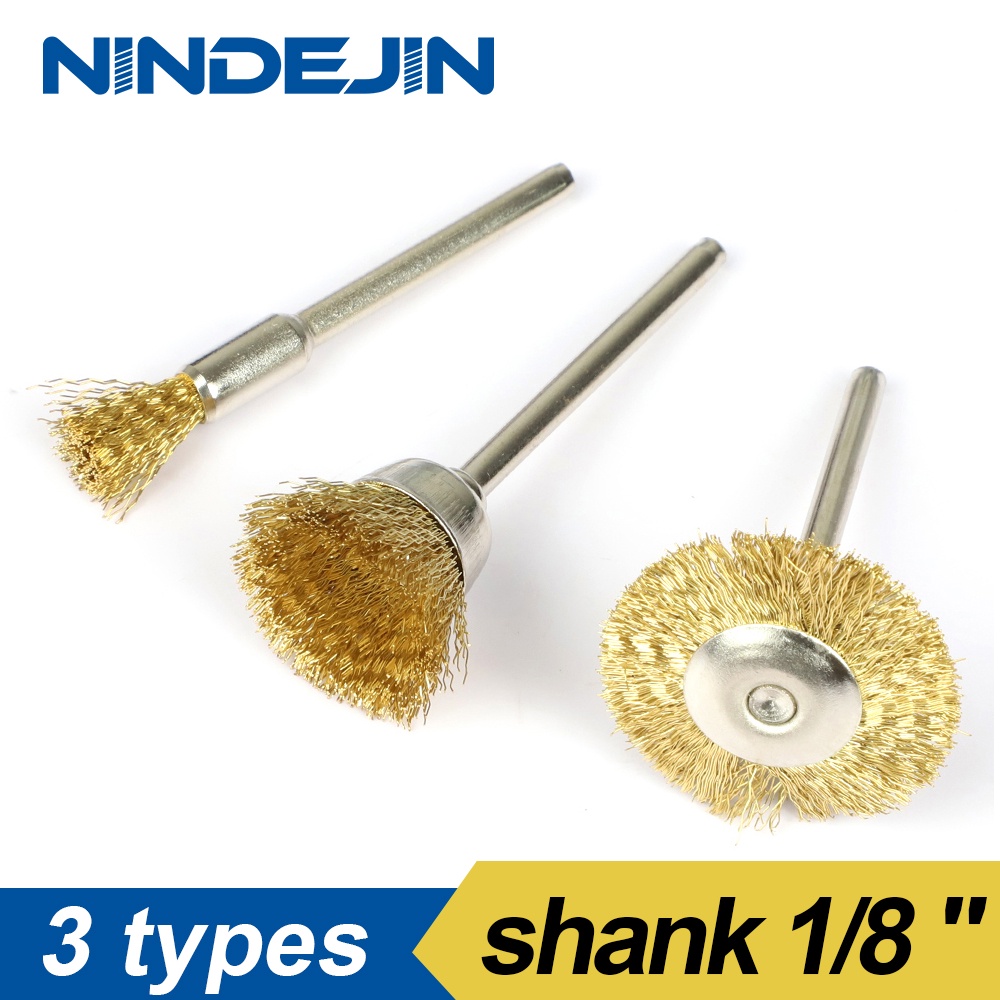 NINDEJIN 3/10pcs Brass Wire Brush Polishing Wheels for Dremel Rotary ...