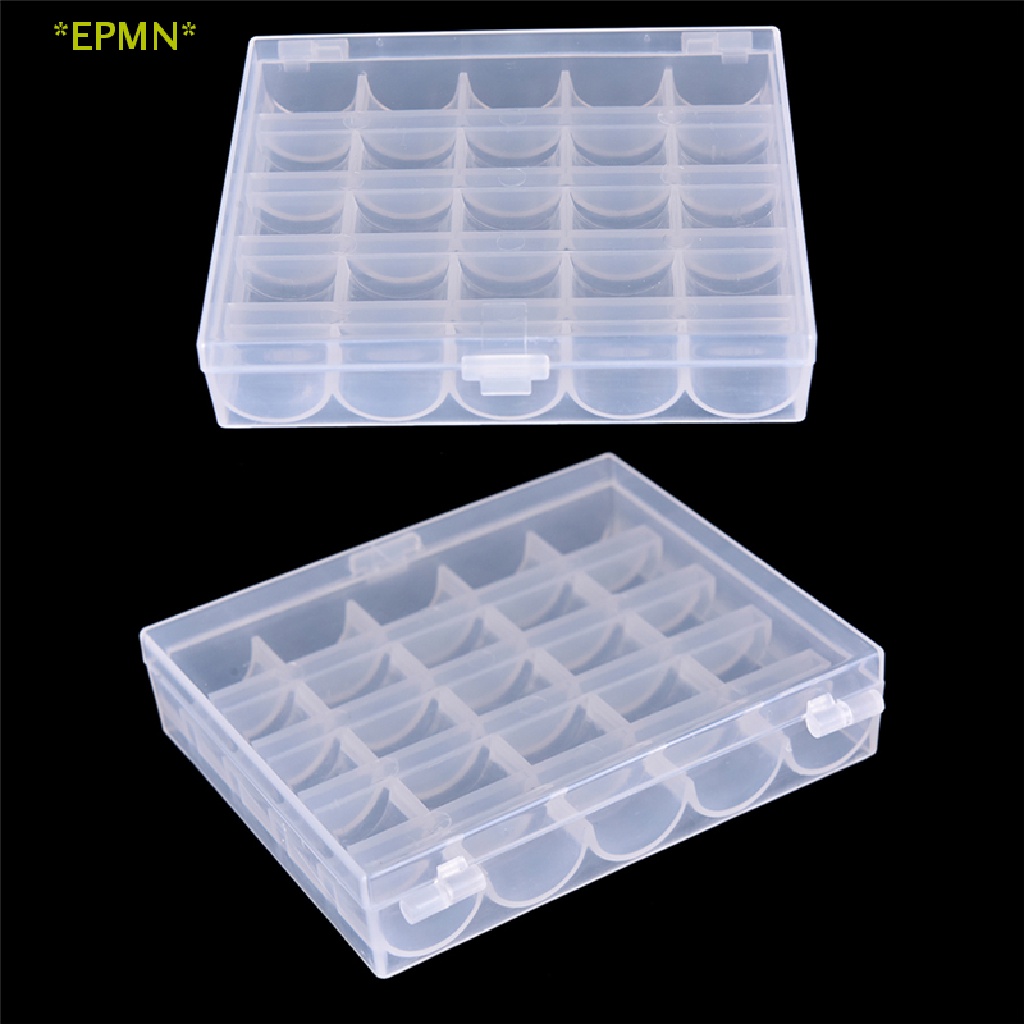 EPMN> 25 Cell Empty Bobbins Spools Box Sewing Machine Bobbin Case ...
