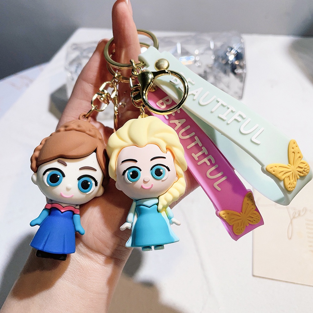 Disney Keychain Frozen Elsa Anna Belle Snow White Rapunzel Cinderella ...