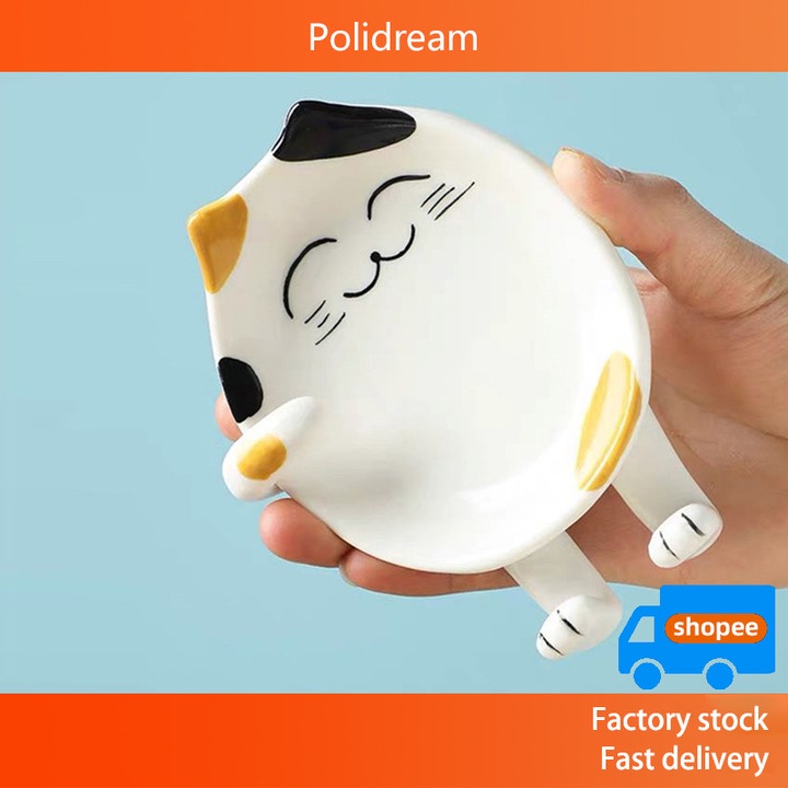 Cartoon na tasa ng pusa na may tukod para sa mga takip ng kaldero ...