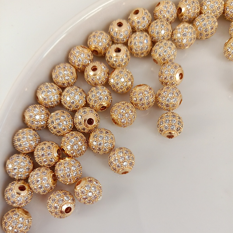 Spacer Beads Diamond Ball diy 14K Copper Clad Gold Color Retention ...