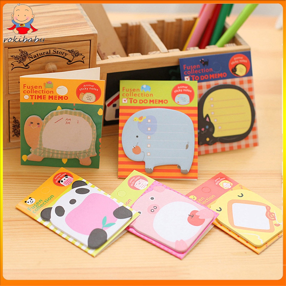 【COD】 Cute Animal Sticky Notes Memo Pad Time Record Sticky Notes ...