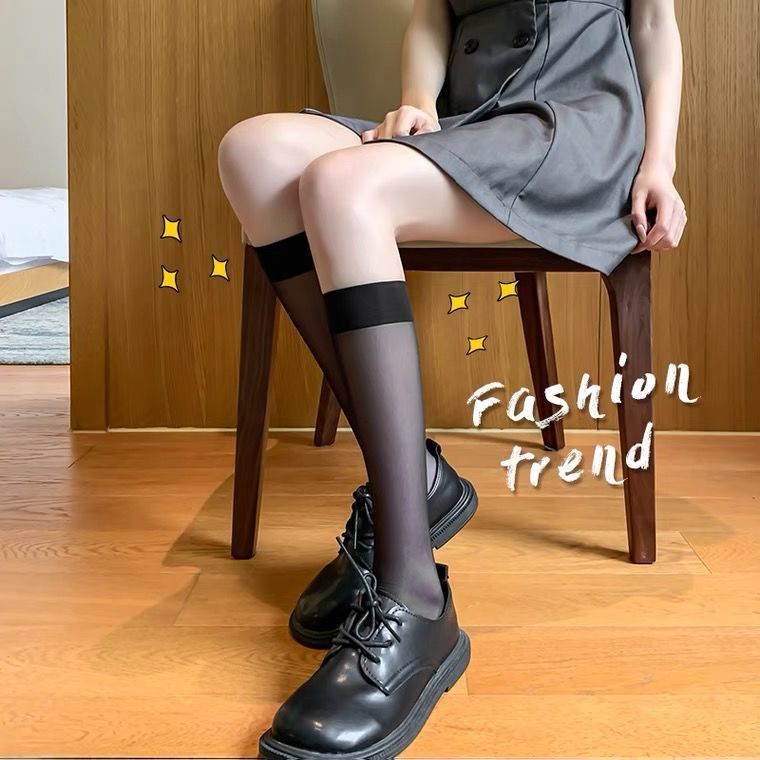 White silk stockings female Laurie jk sexy calf stockings summer thin thin Breathable High Waist ...