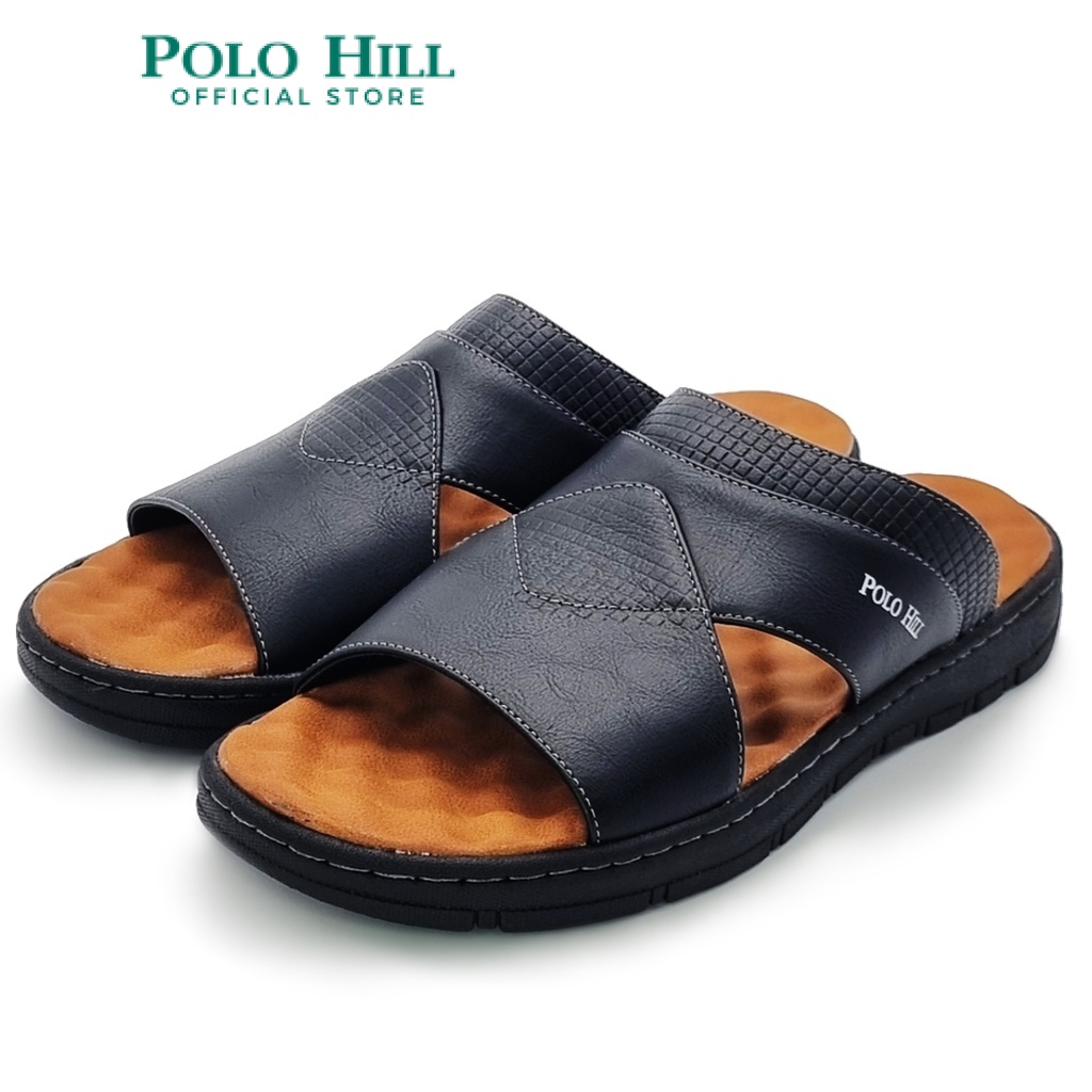 POLO HILL Mens Bumpy Insoles Slide Sandals PMSS-MS465 (Black/Brown ...