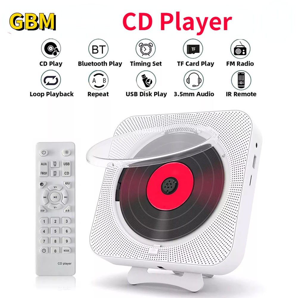 Portable CD Player Bluetooth Speaker Stereo CD Players LED Screen Wall ...