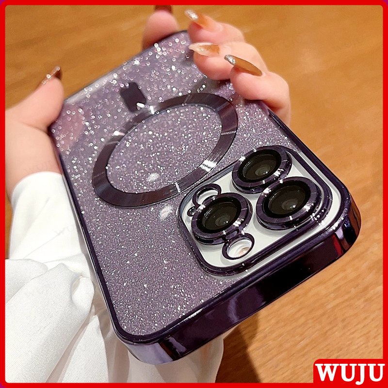 WUJU Glitter Luxury Electroplate Magnetic Wireless Charge Phone Case ...
