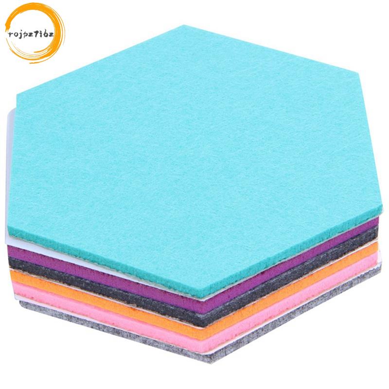 Set Of 6 Hexagon Felt Pin Board Self Adhesive Bulletin Memo Photo Cork