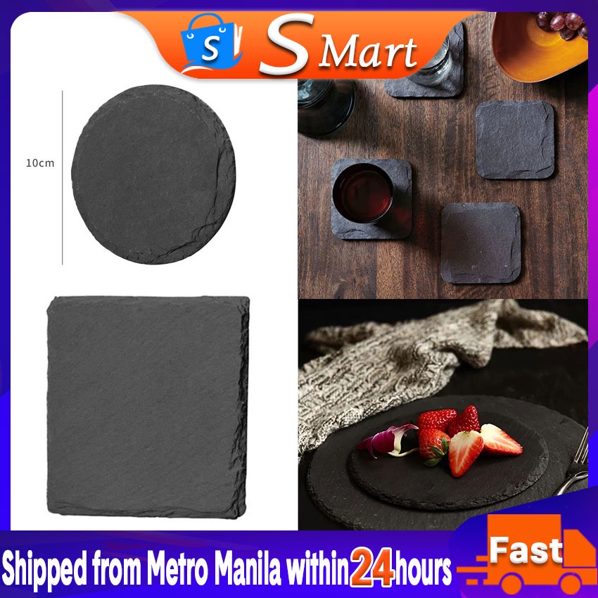 【In Stock】Anti-scalding Slate Stone Drink Coasters Natural Edge Stone ...