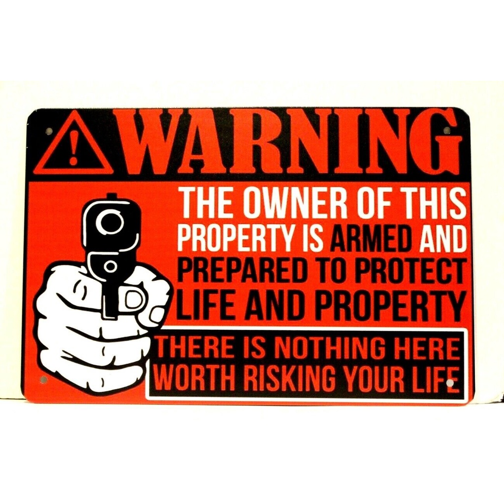 Warning No Trespassing Gun Owner Tin Poster Sign Property Owner Is ...