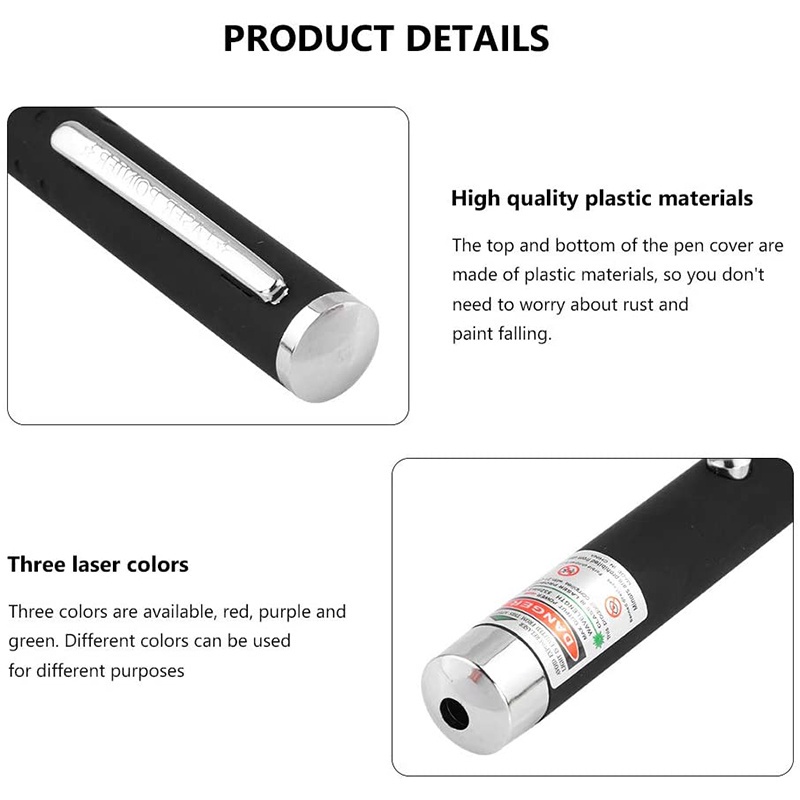 5MW 650nm Green Laser Pen Black Strong Visible Light Beam Laser point 3 ...