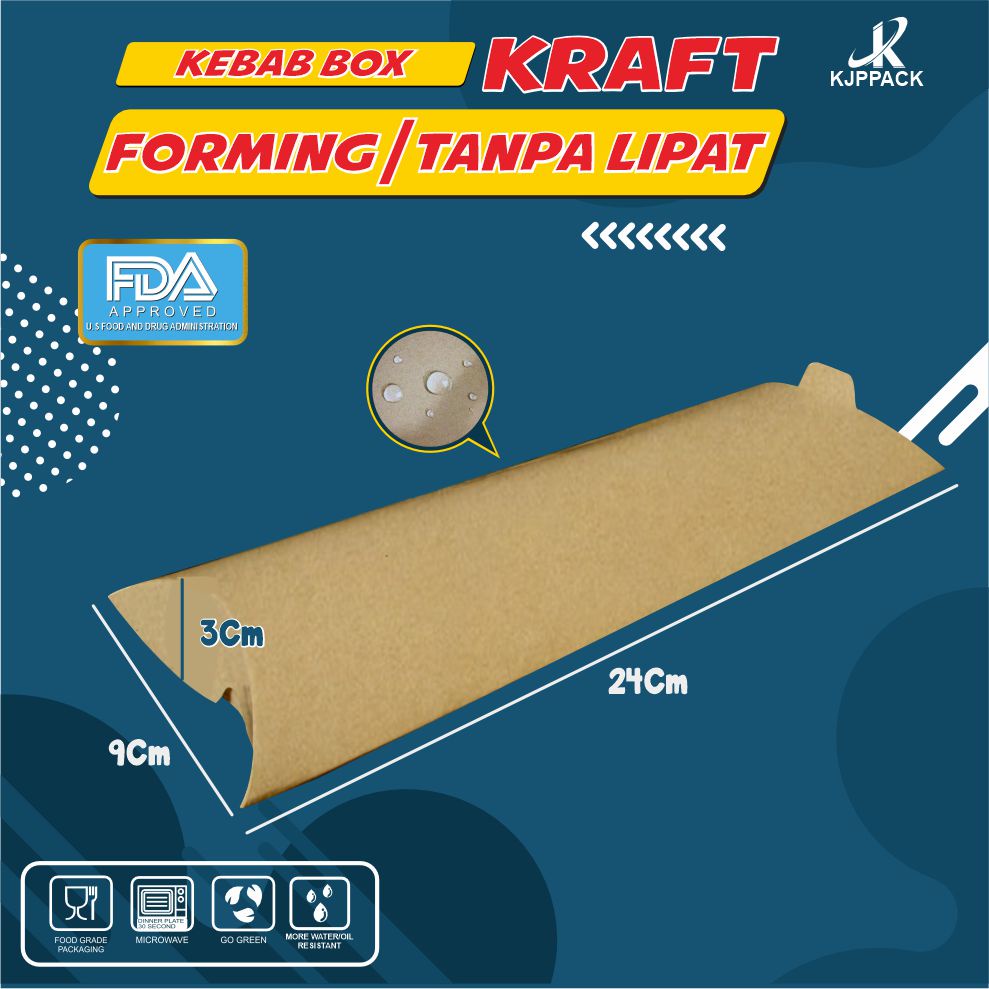 Kebab BOX paper KRAFT/IVORY Without Folding HALAL FDA Food Grade Non ...