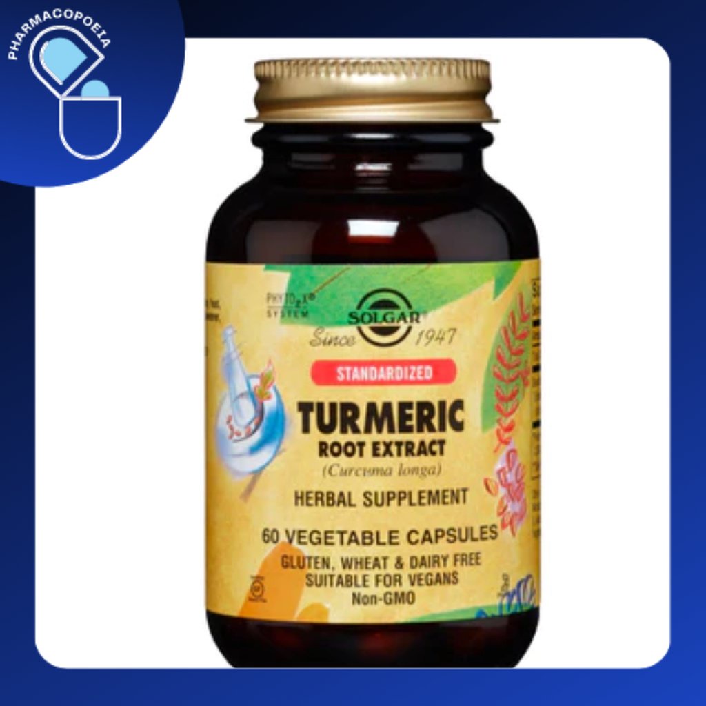 Pharmacopoeia | Solgar Standardized Turmeric Root Extract 60 Capsules ...