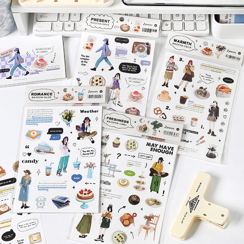 ENWEI 2 Sheets [Love Life Series] Vintage Journal Stickers Washi Paper ...